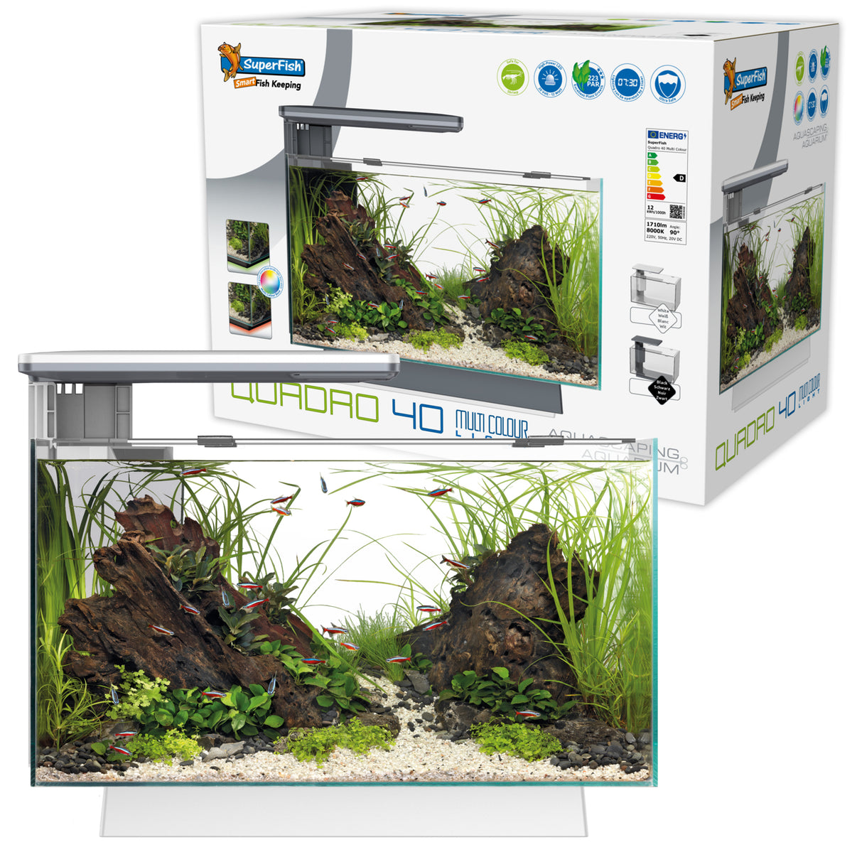 Superfish Quadro 40 Pro Aquarium (White/Blue LED) | from Aquacadabra