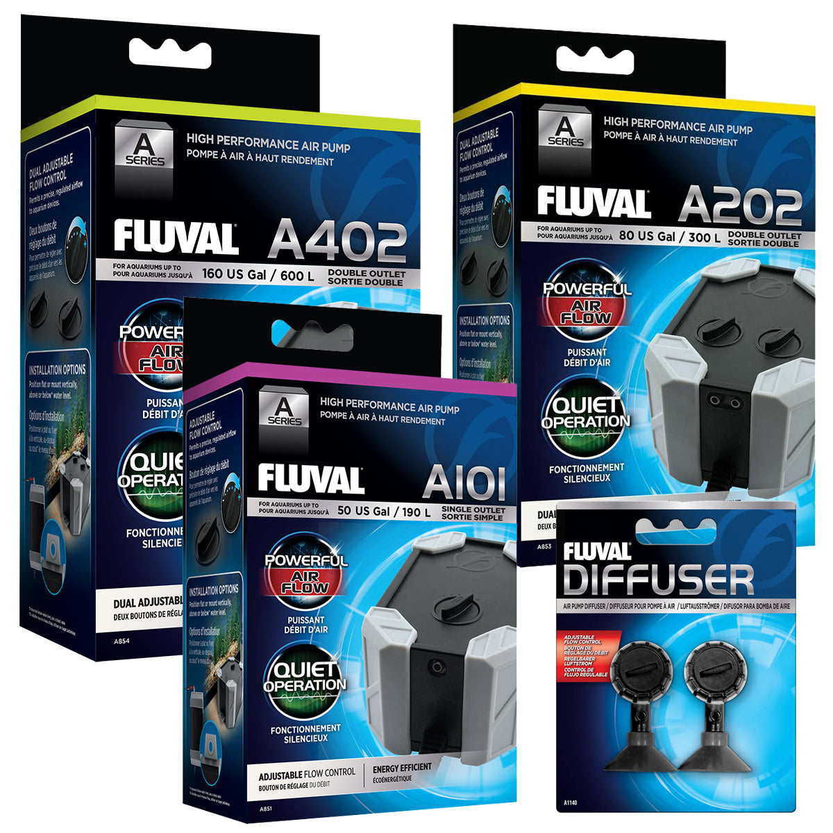 Fluval A-Series Air Pumps with Air Diffuser | from Aquacadabra